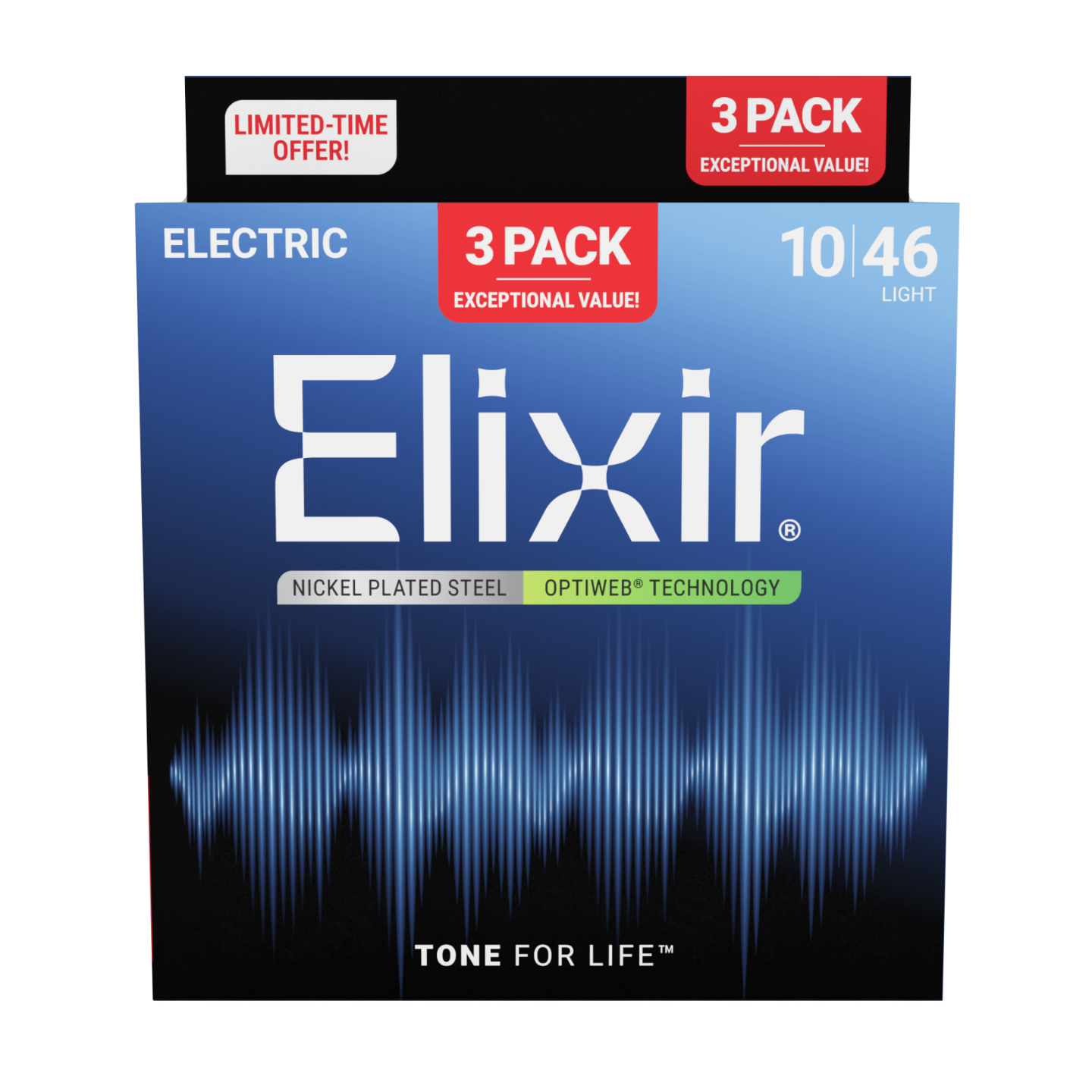 3PACK Struny Elixir Optiweb 10-46 Light NEW (16572) | STRUNY - KOMPLETY \ Struny do gitary ...
